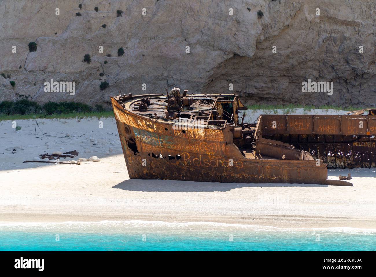 Navagio beach with the famous wrecked ship in Zante-Zakynthos, Greece ...