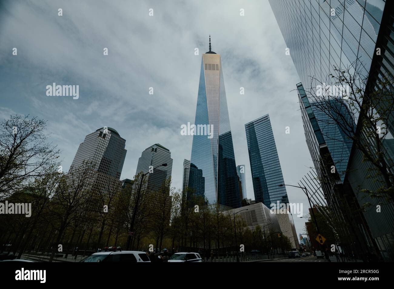 One World Trade Center in New York City photographed from the ground ...