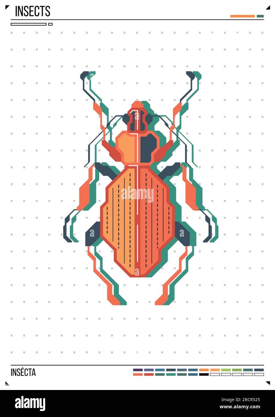 Vector geometric bug or beetle. Insect on poster background. Ideal for ...