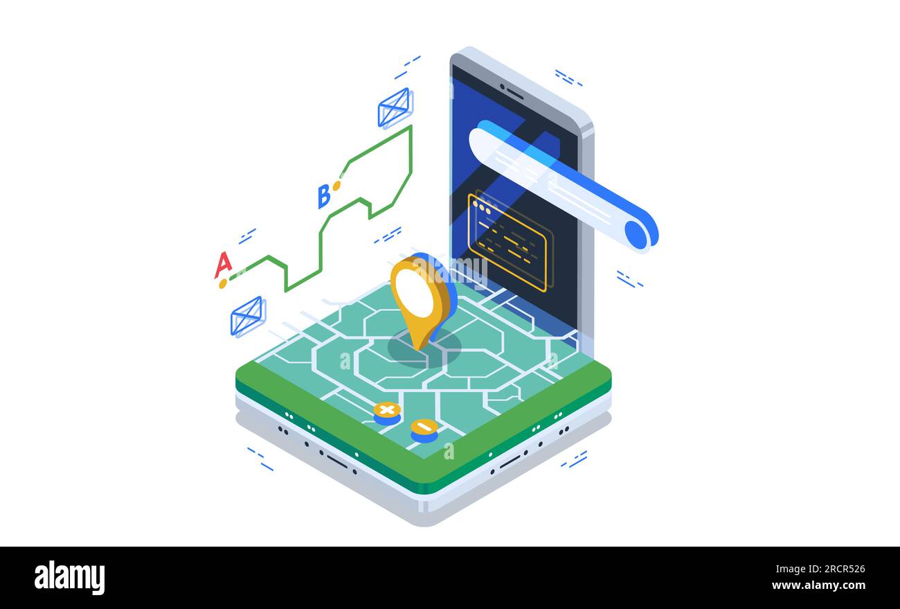 Navigation concept 3d isometric infographic Stock Vector Images - Alamy