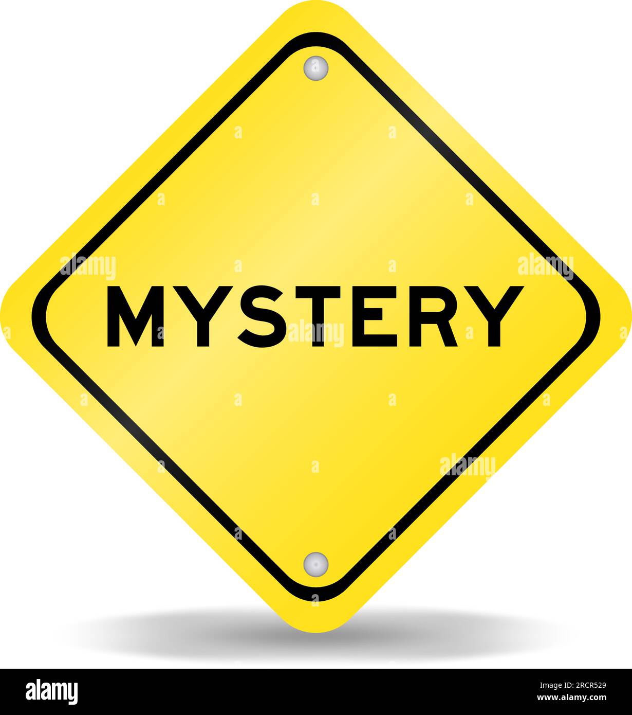 Yellow color transportation sign with word mystrery on white background ...