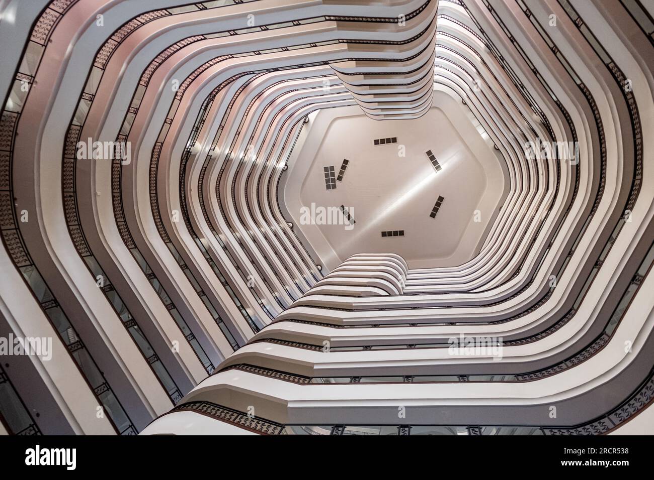 Many floors in the hotel, inside view. Many levels. Hotel Golden City ...