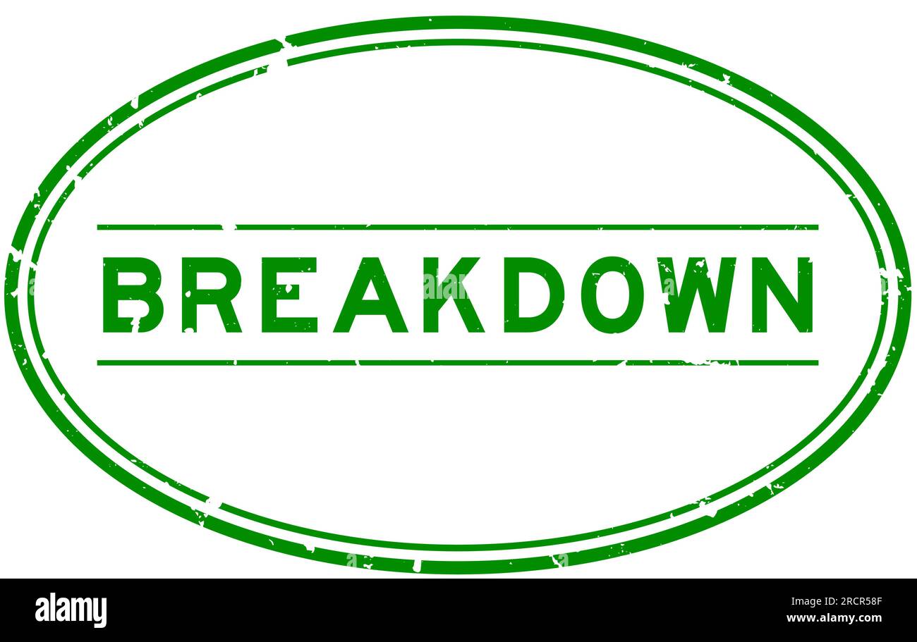 Grunge green breakdown word oval rubber seal stamp on white background ...