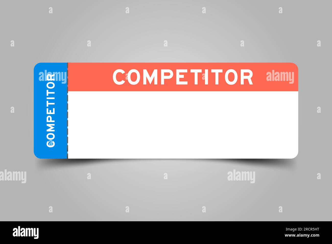 Blue and orange color ticket with word competition and white copy space ...