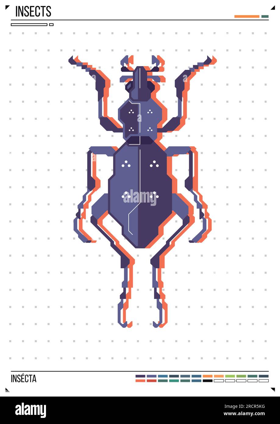 Vector geometric bug or beetle. Insect on poster background. Ideal for ...
