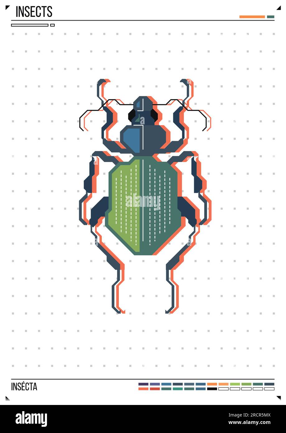 Vector geometric bug or beetle. Insect on poster background. Ideal for ...
