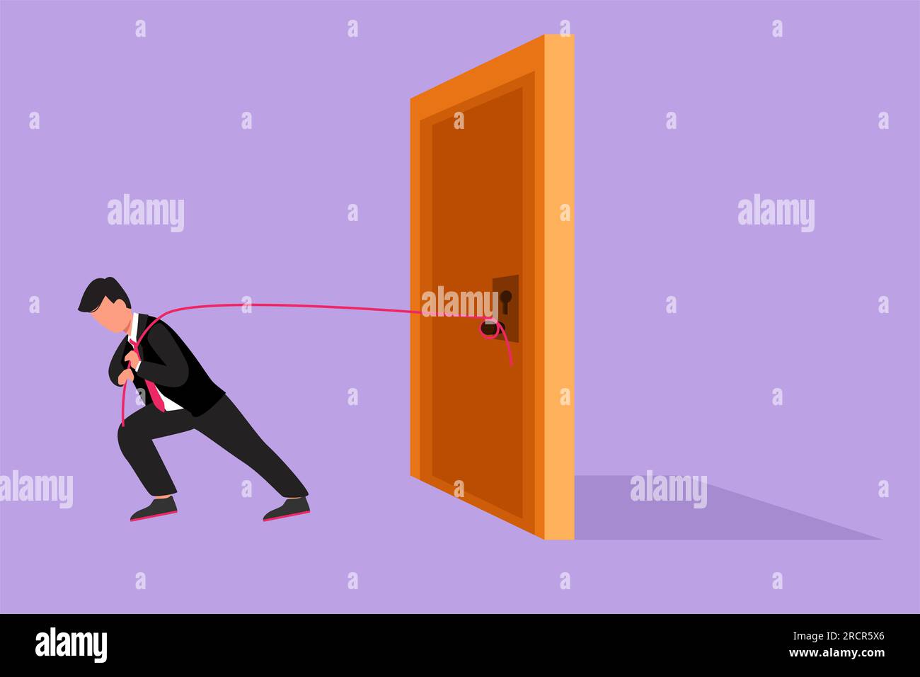 Cartoon flat drawing businessman trying hard to pulling or drag heavy ...