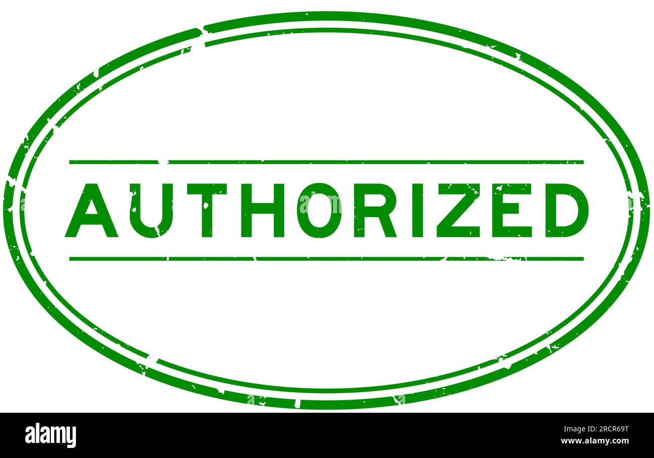 Grunge green authorized word oval rubber seal stamp on white background ...
