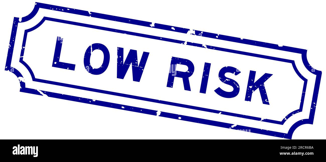 Grunge blue low risk word rubber seal stamp on white background Stock ...