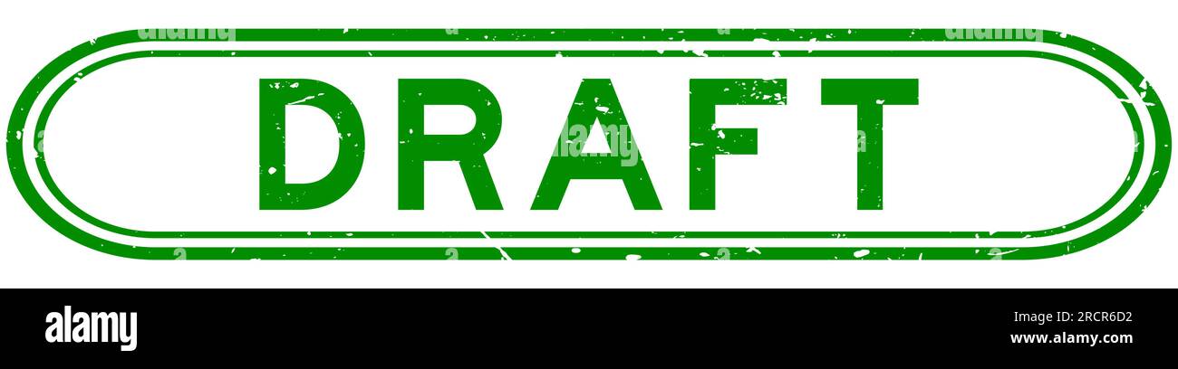 Grunge green draft word rubber seal stamp on white background Stock ...