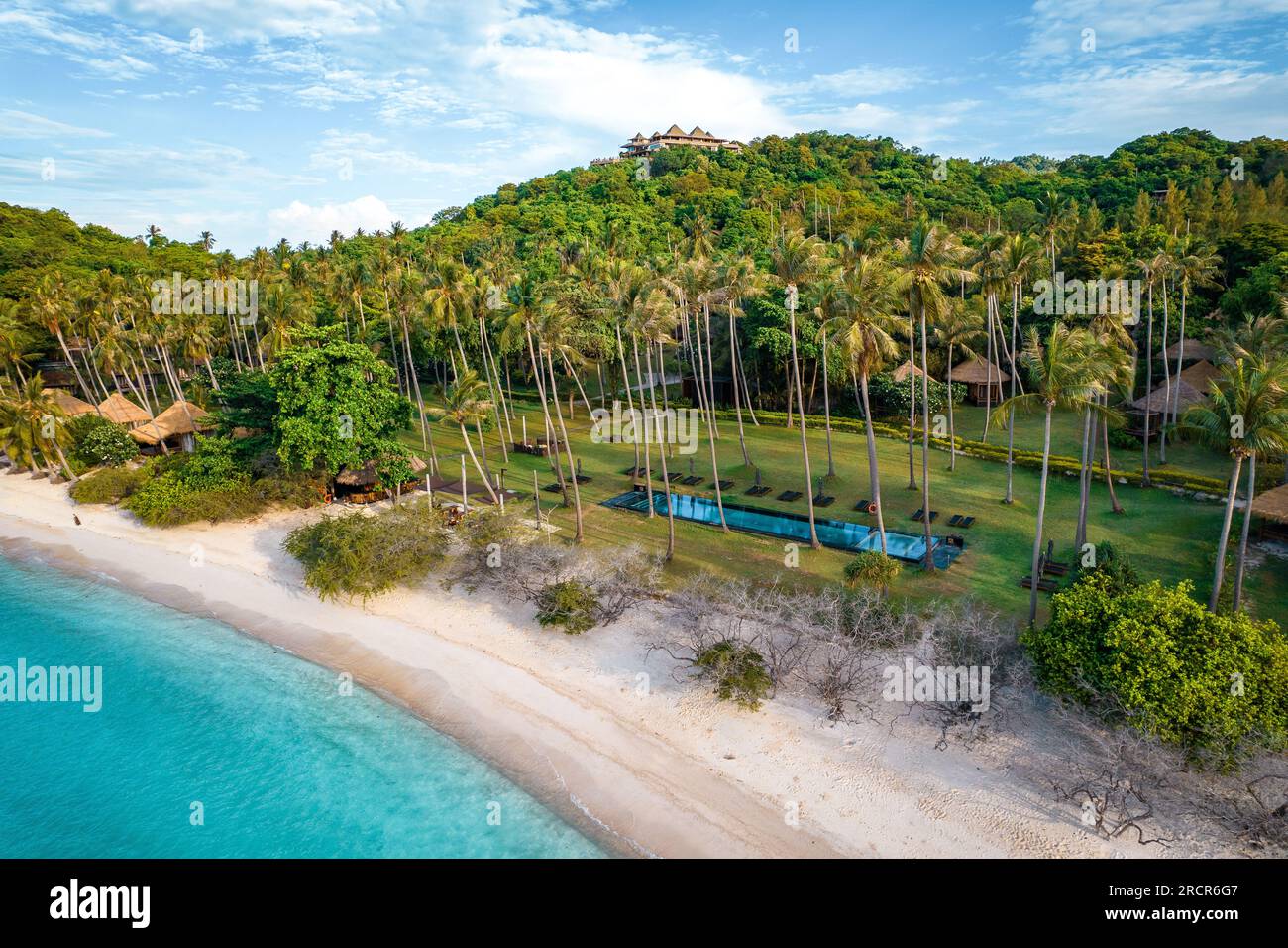 Aerial view of Haad Tien Beach in shark bay, koh Tao, Thailand Stock ...