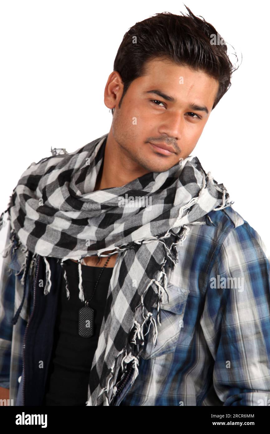A portrait of a young Indian guy, on white studio background Stock ...