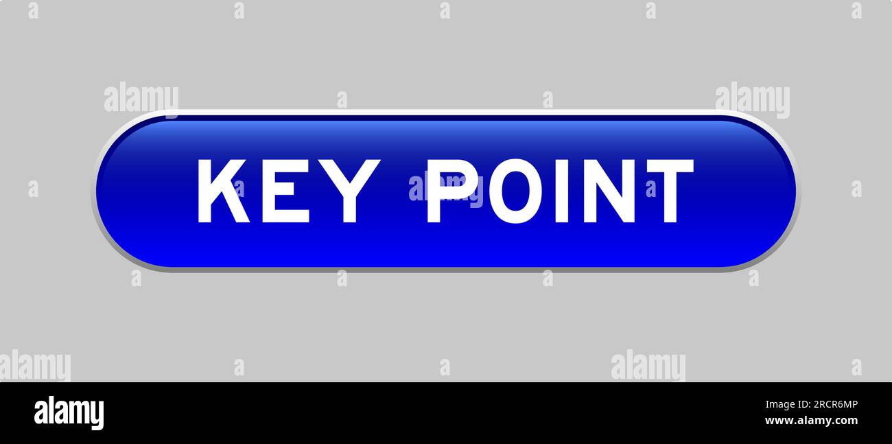 Blue color capsule shape button with word key point on gray background ...