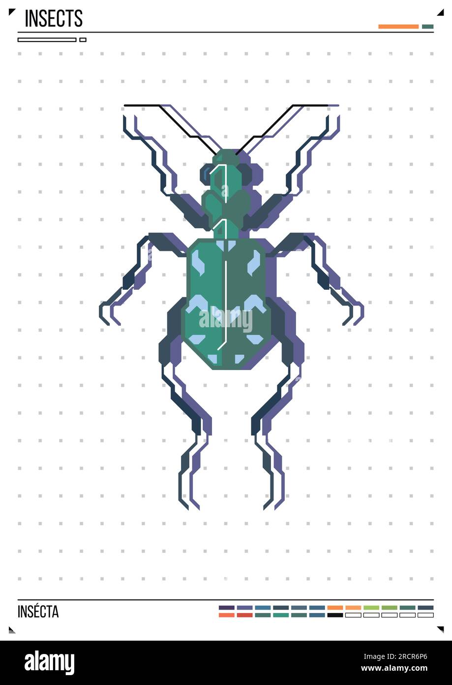 Vector geometric bug or beetle. Insect on poster background. Ideal for ...