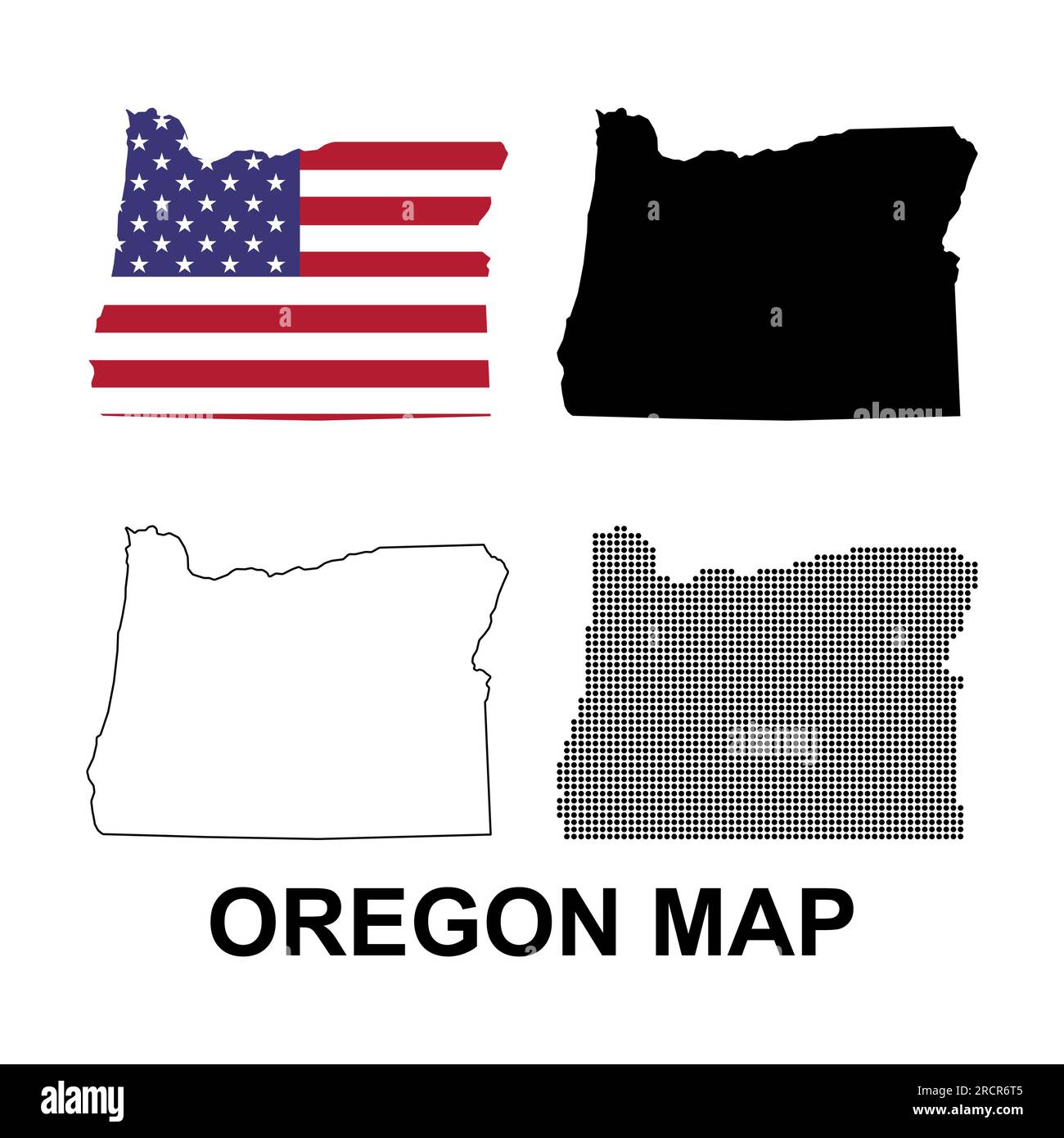 Set of Oregon map, united states of america. Flat concept symbol vector ...