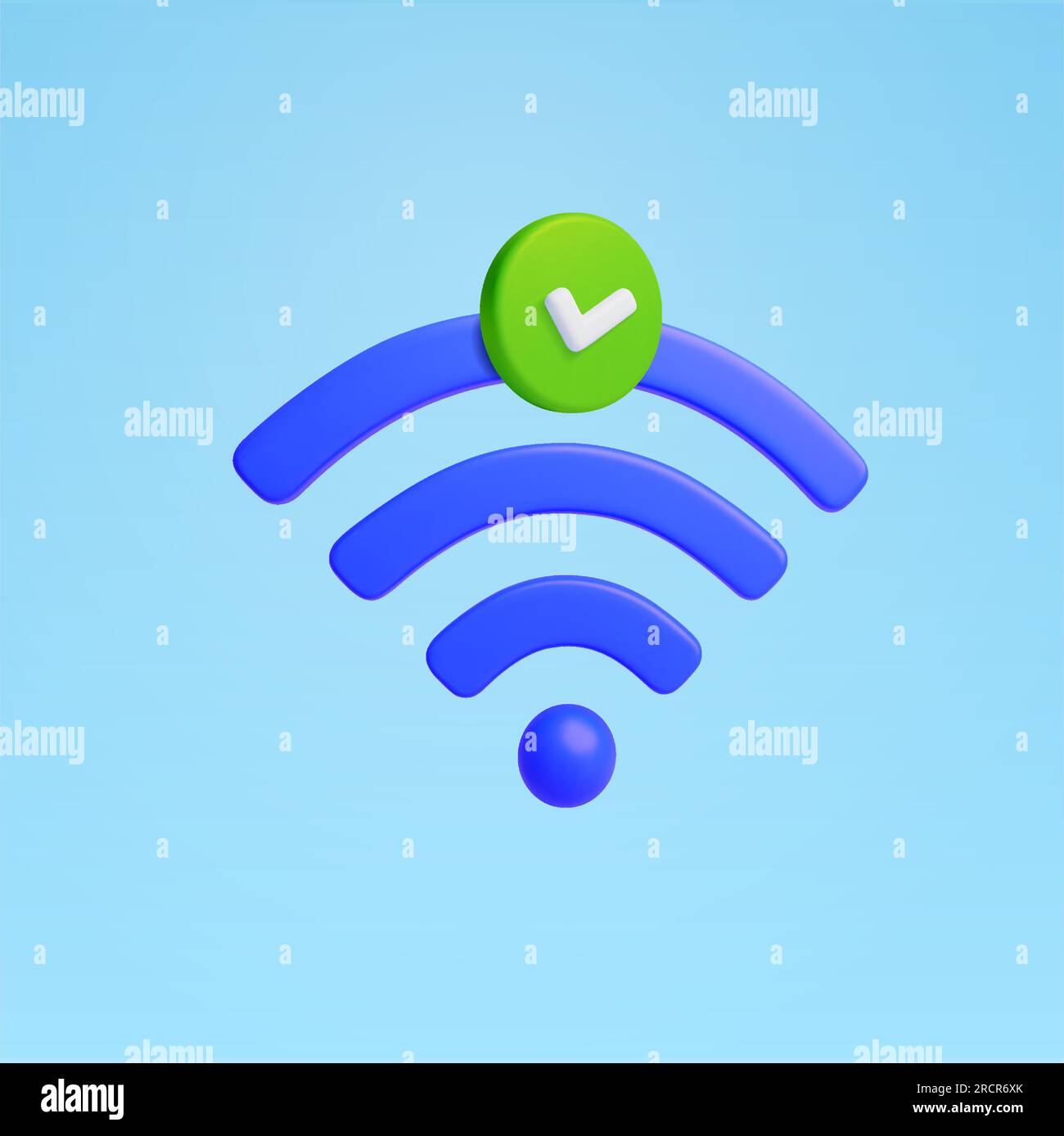 3d wireless icon with green checkmark, minimal style, isolated on ...