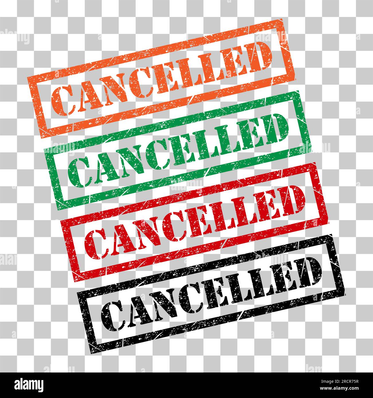 Set of Cancelled stamp symbol, label sticker sign button, text banner ...