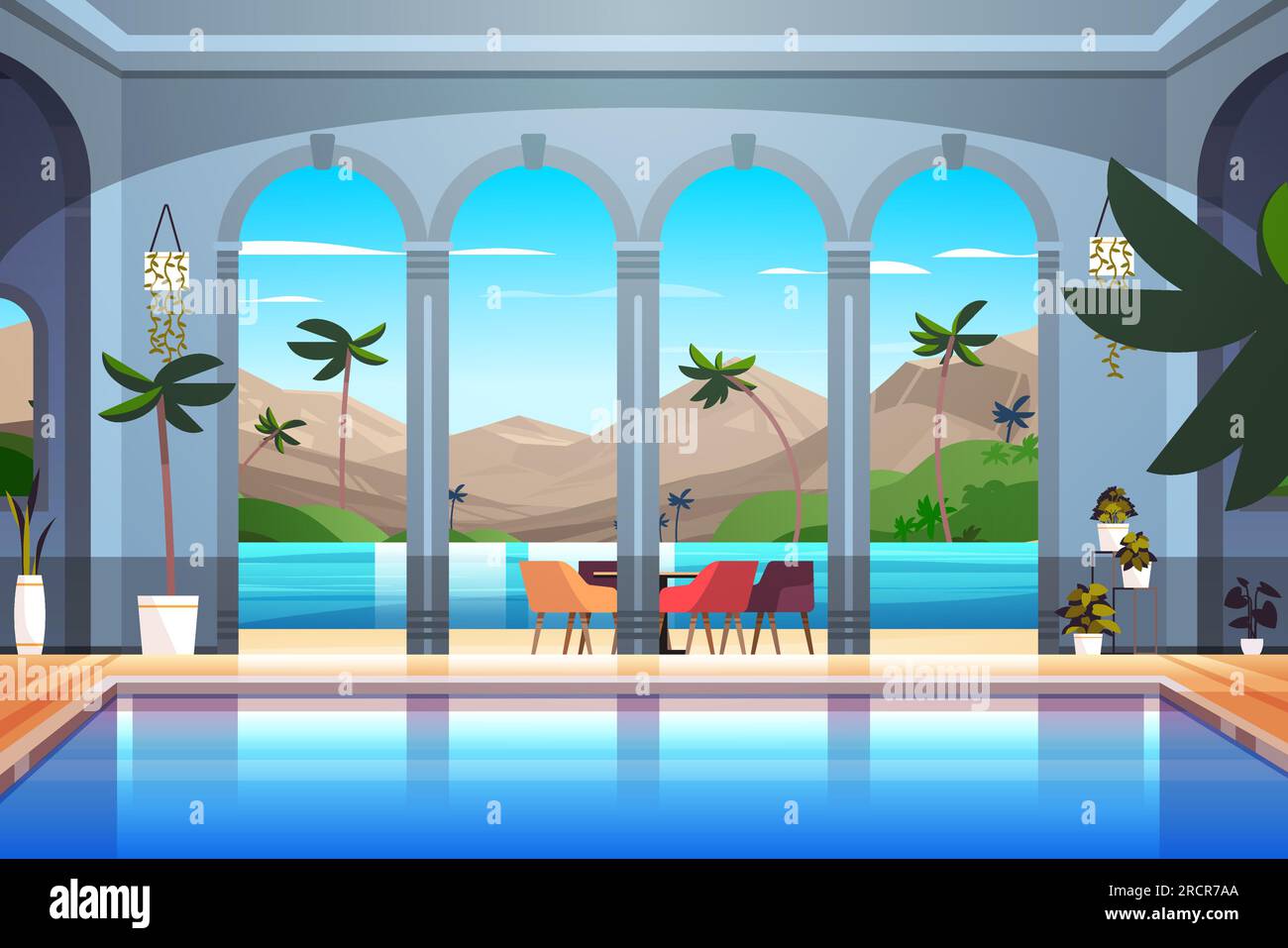 modern villa with pool near sea or ocean beach empty nobody holiday ...