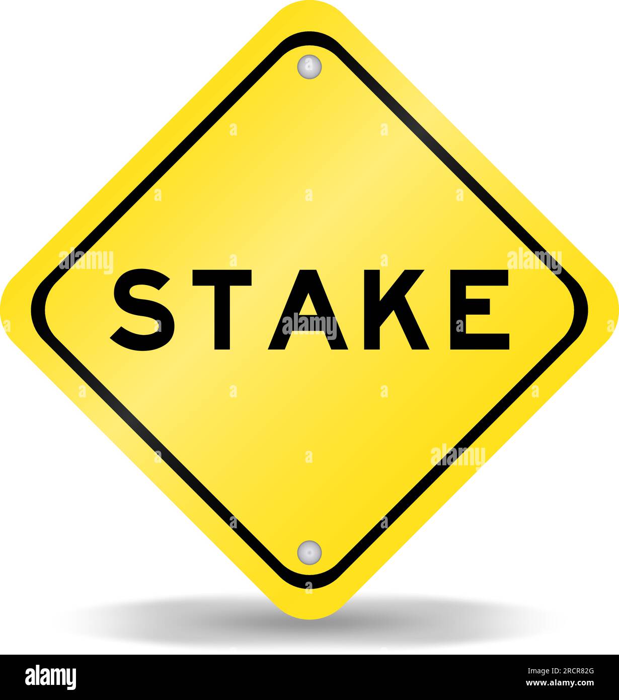 Yellow color transportation sign with word stake on white background ...