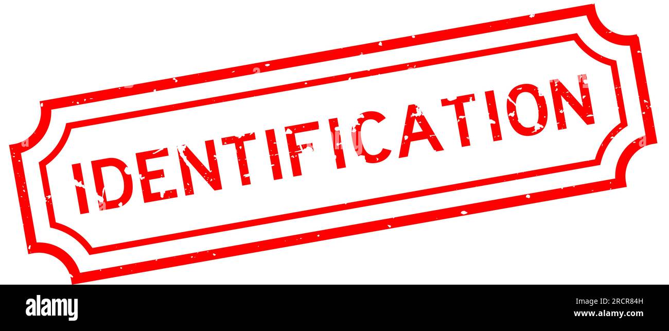 Grunge red identification word rubber seal stamp on white background ...