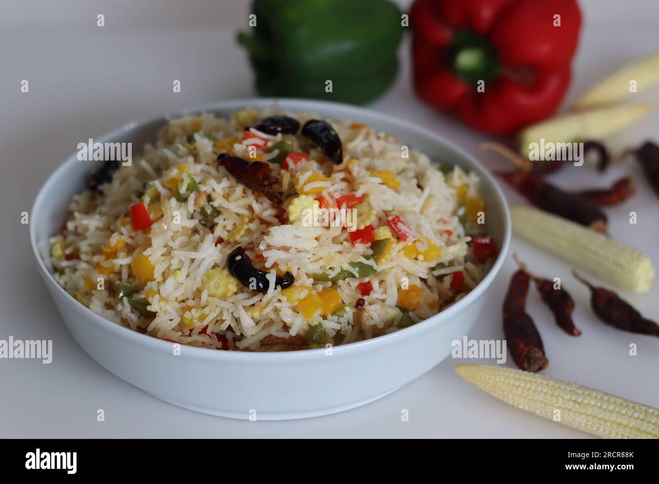 Chilly garlic vegetable rice. Mildly spiced garlic flavored basmati ...