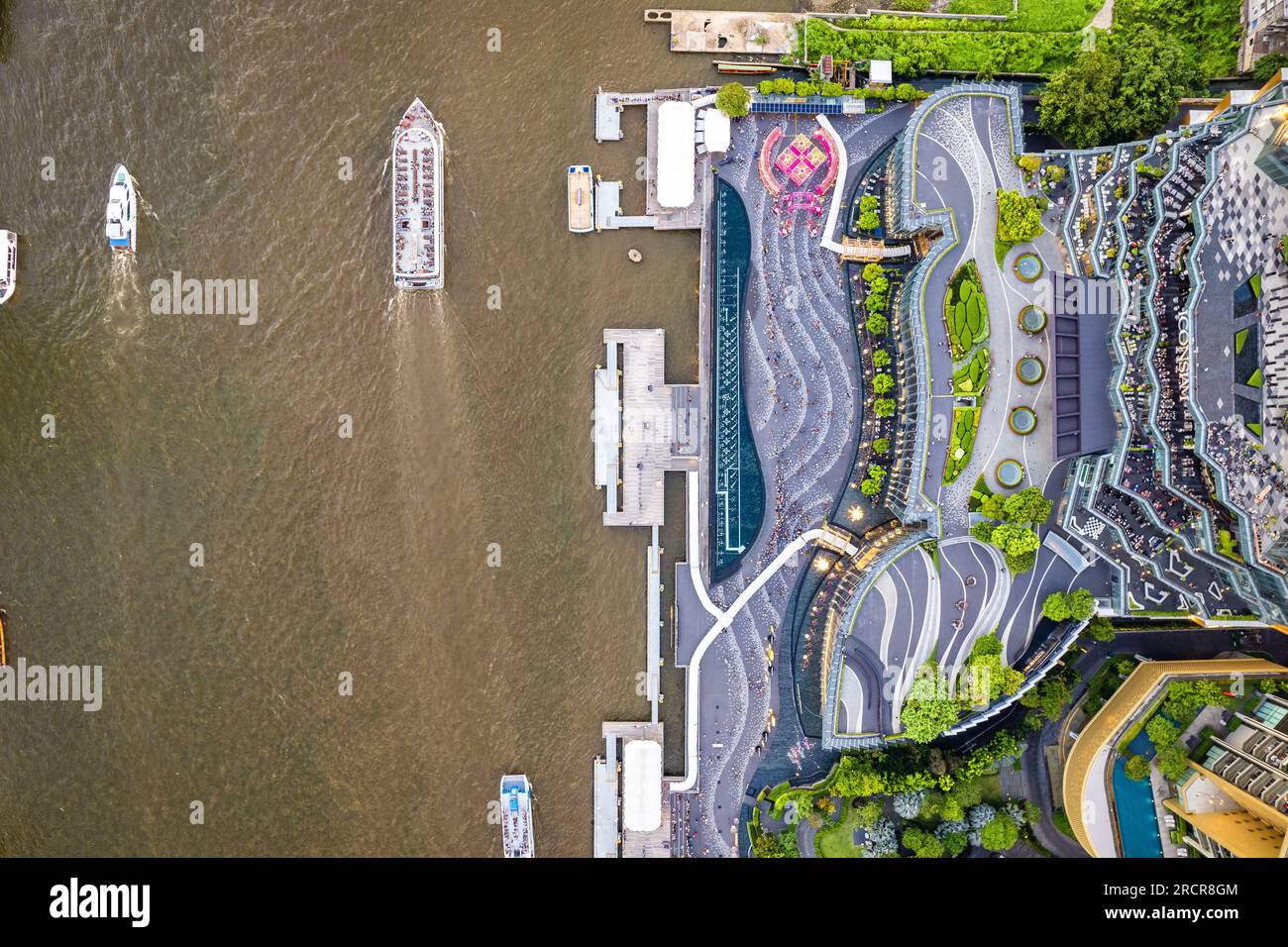 Aerial view of Icon Siam mall on the chao phraya river in khlong san ...