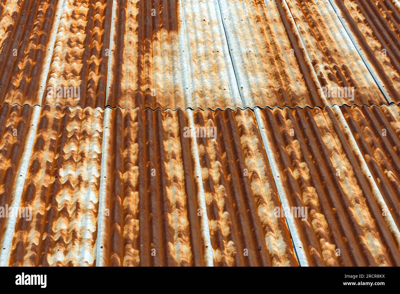 Artistic of old and rusty zinc sheet roof. Vintage style metal sheet ...