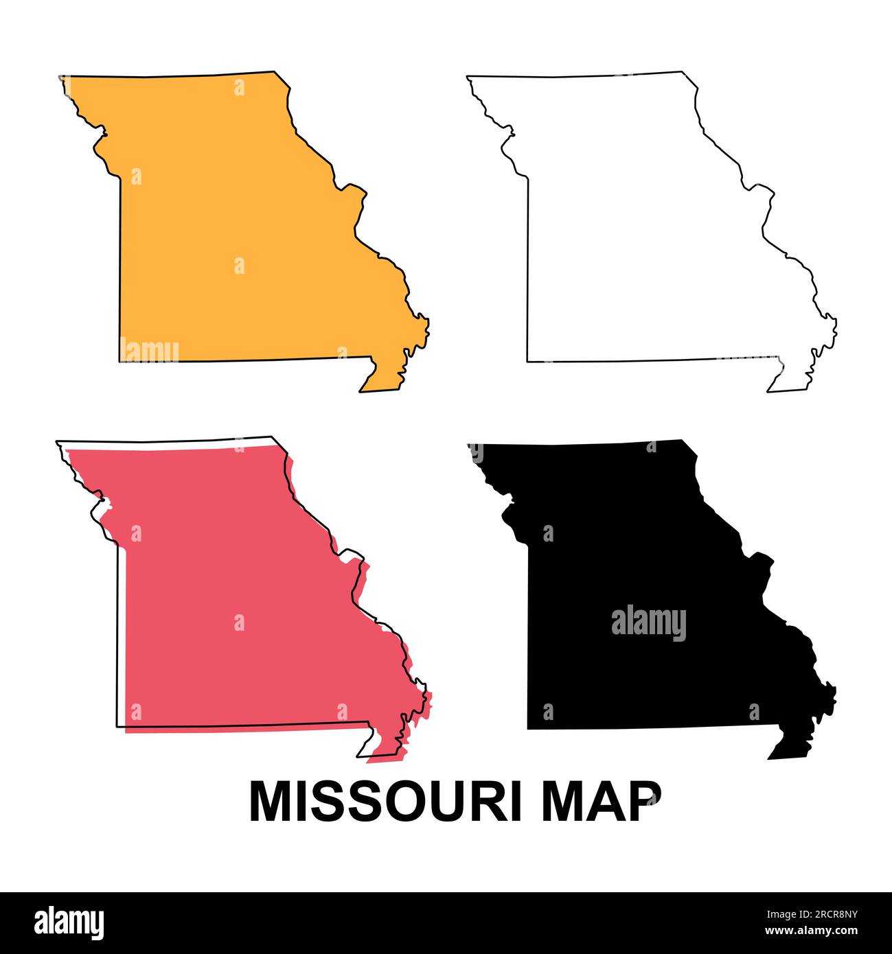 Set of Missouri map, united states of america. Flat concept icon vector ...
