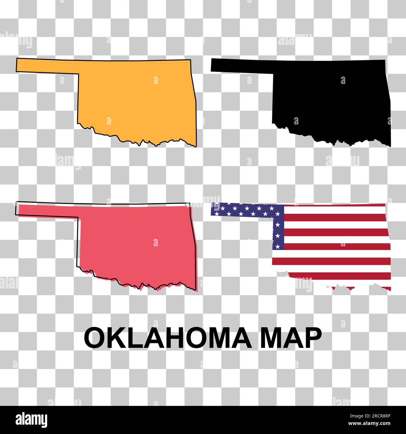 Set of Oklahoma map, united states of america. Flat concept symbol ...