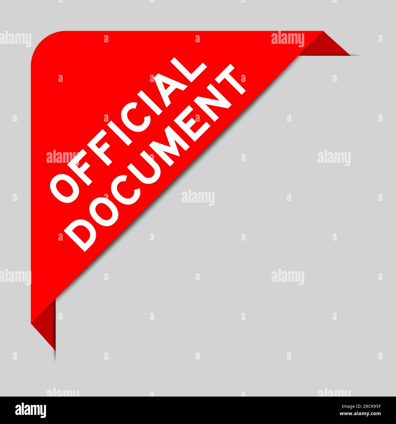 Red color of corner label banner with word official document on gray ...