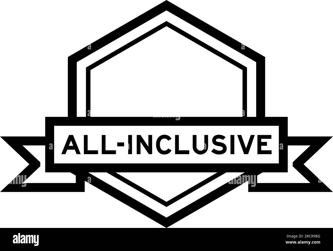 Vintage black color hexagon label banner with word all-inclusive on ...