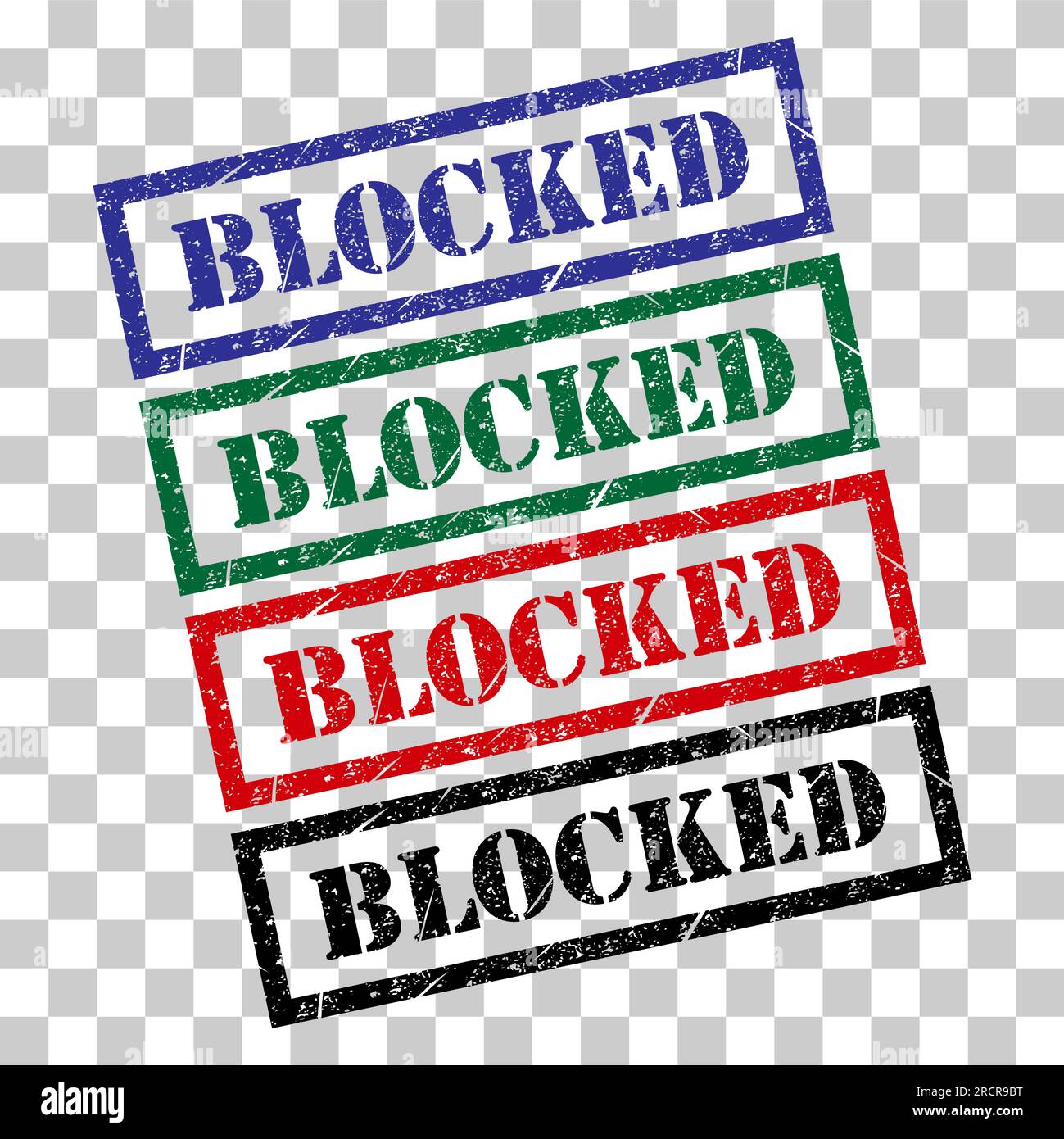 Set of Blocked stamp symbol, label sticker sign button, text banner ...