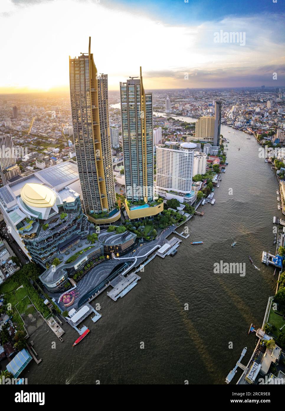 Aerial view of Icon Siam mall on the chao phraya river in khlong san ...