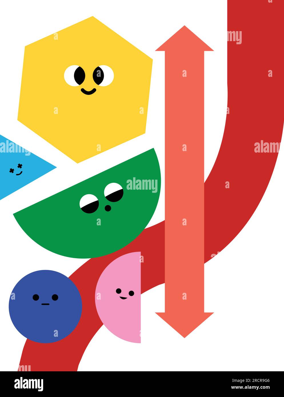 Vector landing page with Geometric character on white background ...