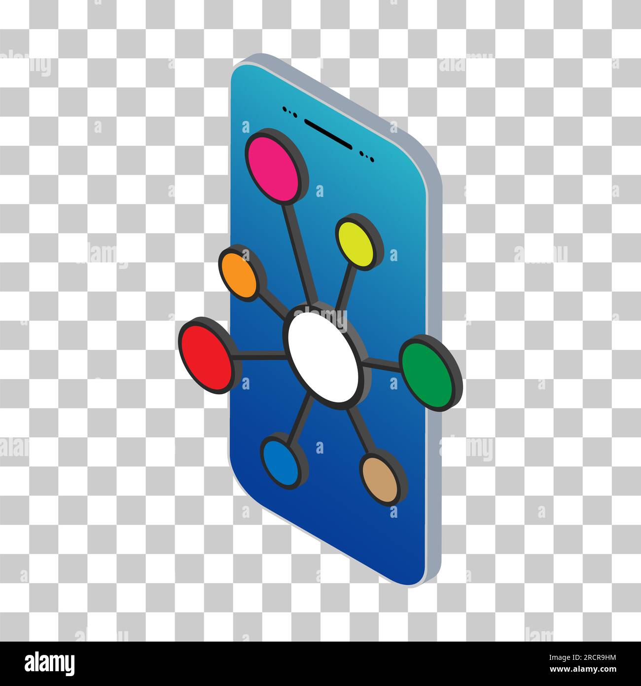 Hub isometric network icon, connect structure vector symbol isolated ...