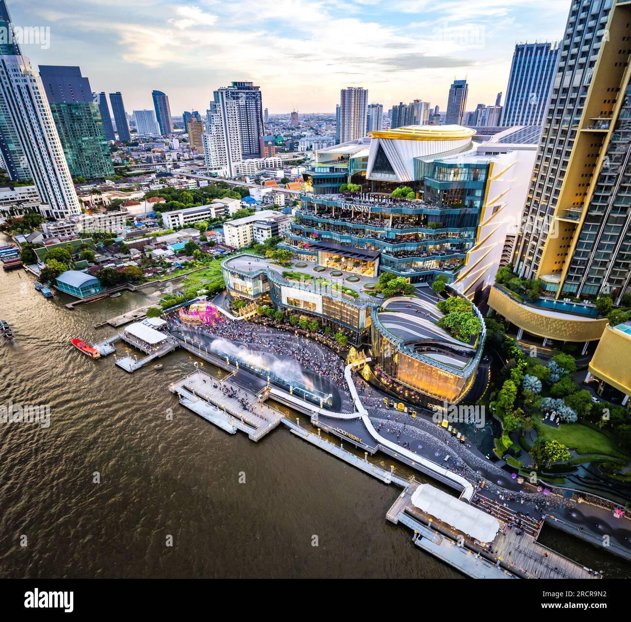 Aerial view of Icon Siam mall on the chao phraya river in khlong san, bangkok, Thailand Stock ...
