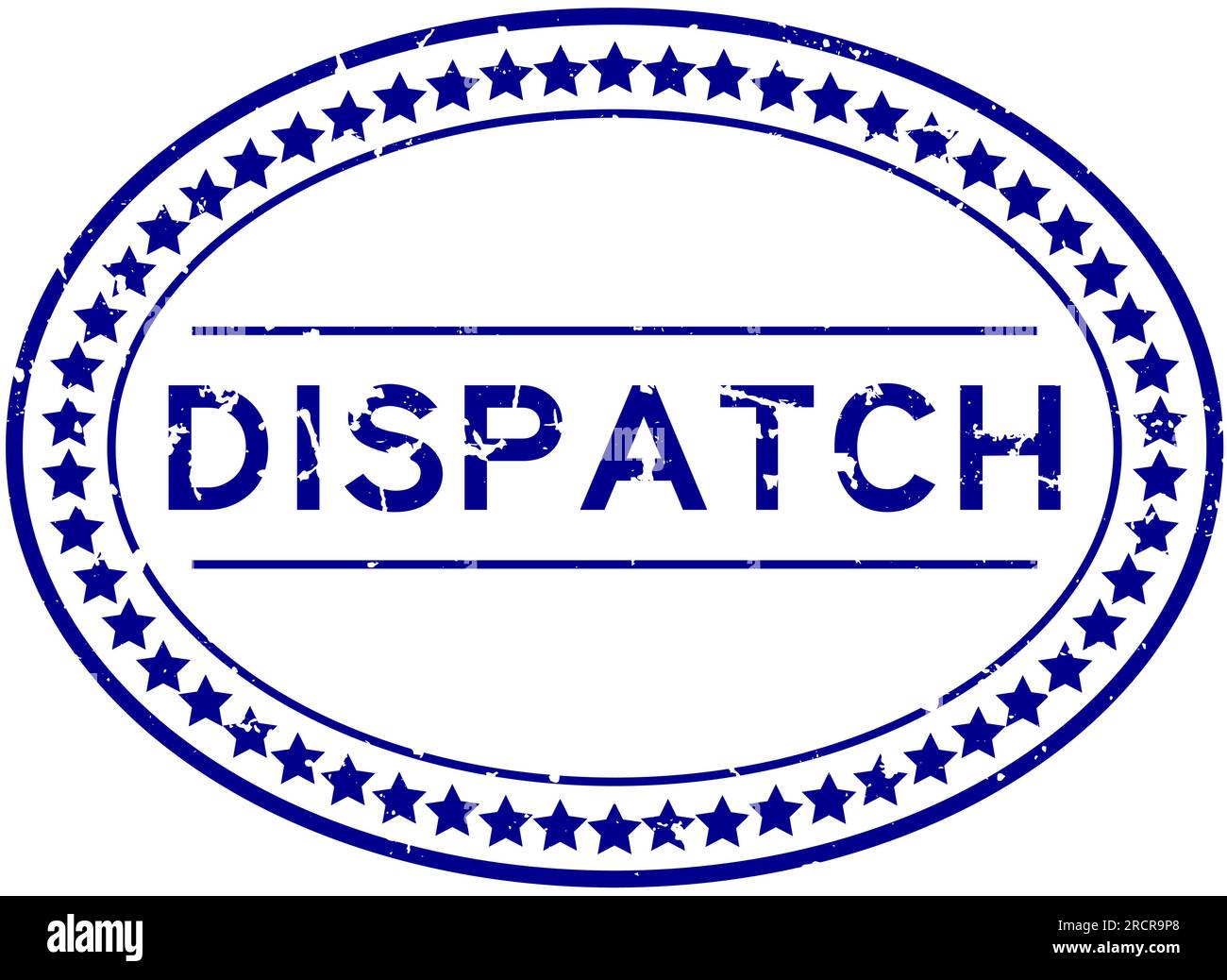 Grunge blue dispatch word oval rubber seal stamp on white background ...