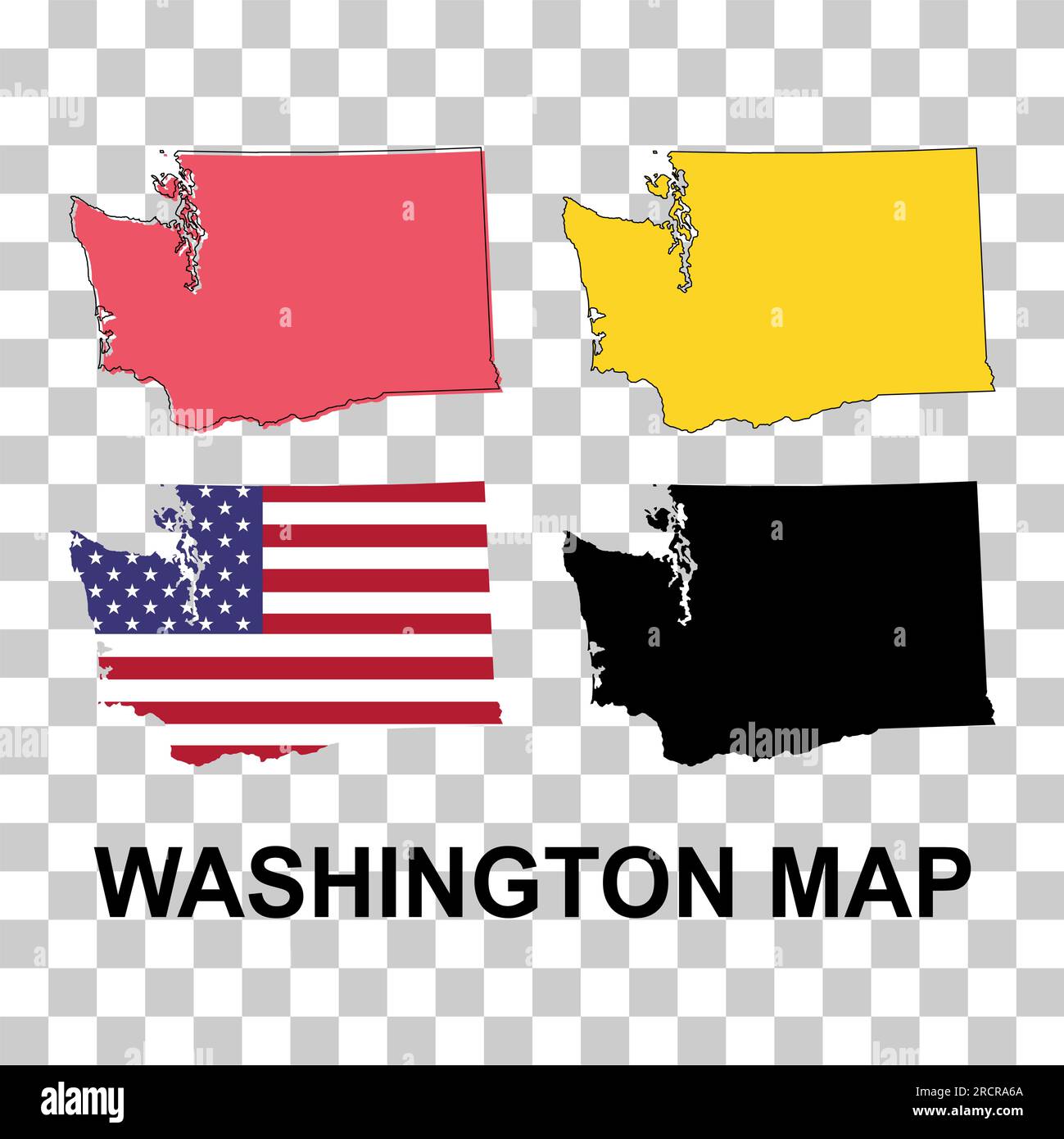 Set of Washington map shape, united states of america. Flat concept ...