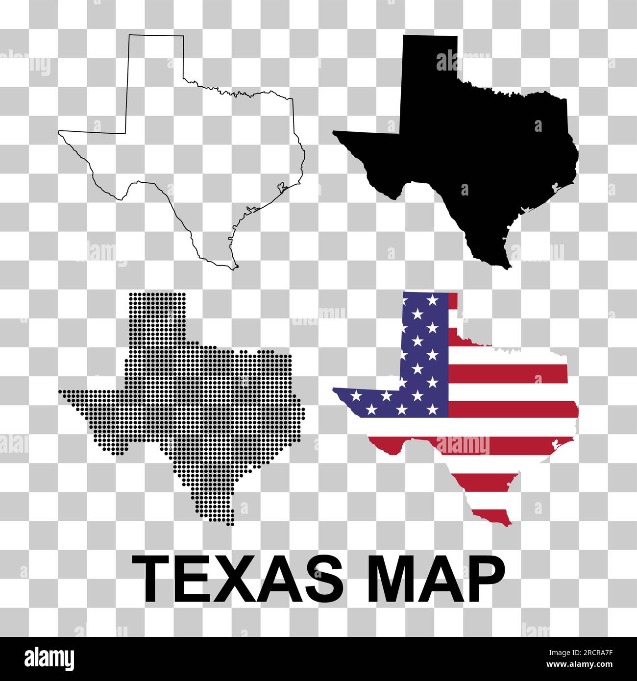Set of Texas map shape, united states of america. Flat concept vector ...