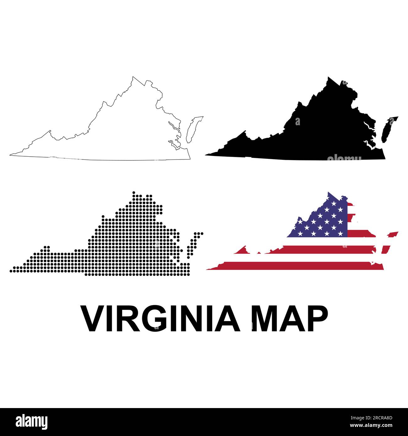 Virginia state outline set map hi-res stock photography and images - Alamy