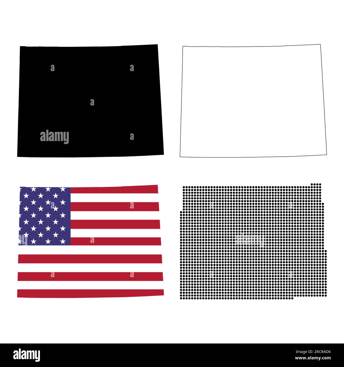 Set of Wyoming map shape, united states of america. Flat concept icon ...