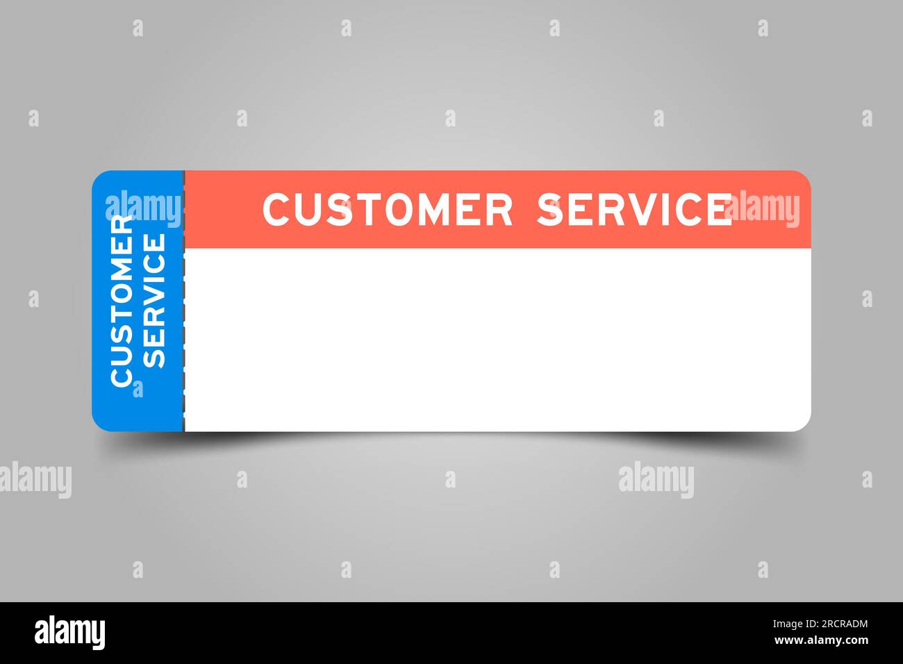 Blue and orange color ticket with word customer service and white copy ...