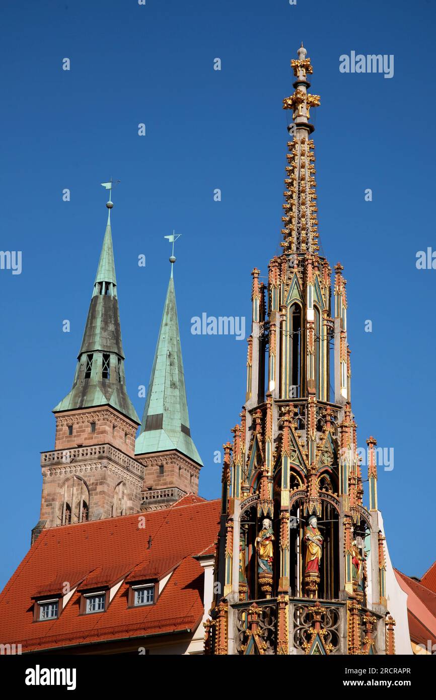 chöner Brunnen, Beautiful Fountain, Nuremberg, Bavaria, Germany Stock ...