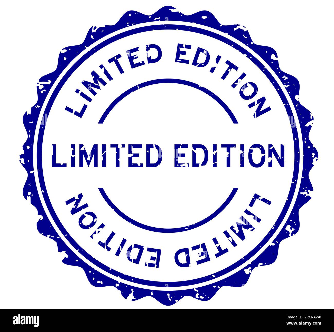 Grunge blue limited edition word round rubber seal stamp on white ...