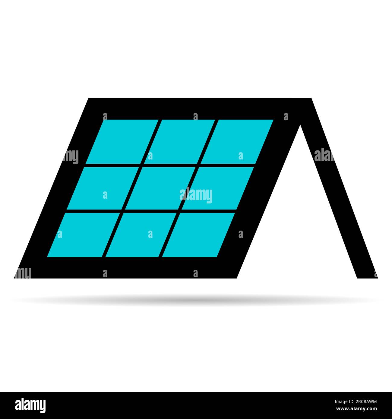 Solar panel shadow icon, green power technology, ecology alternative ...