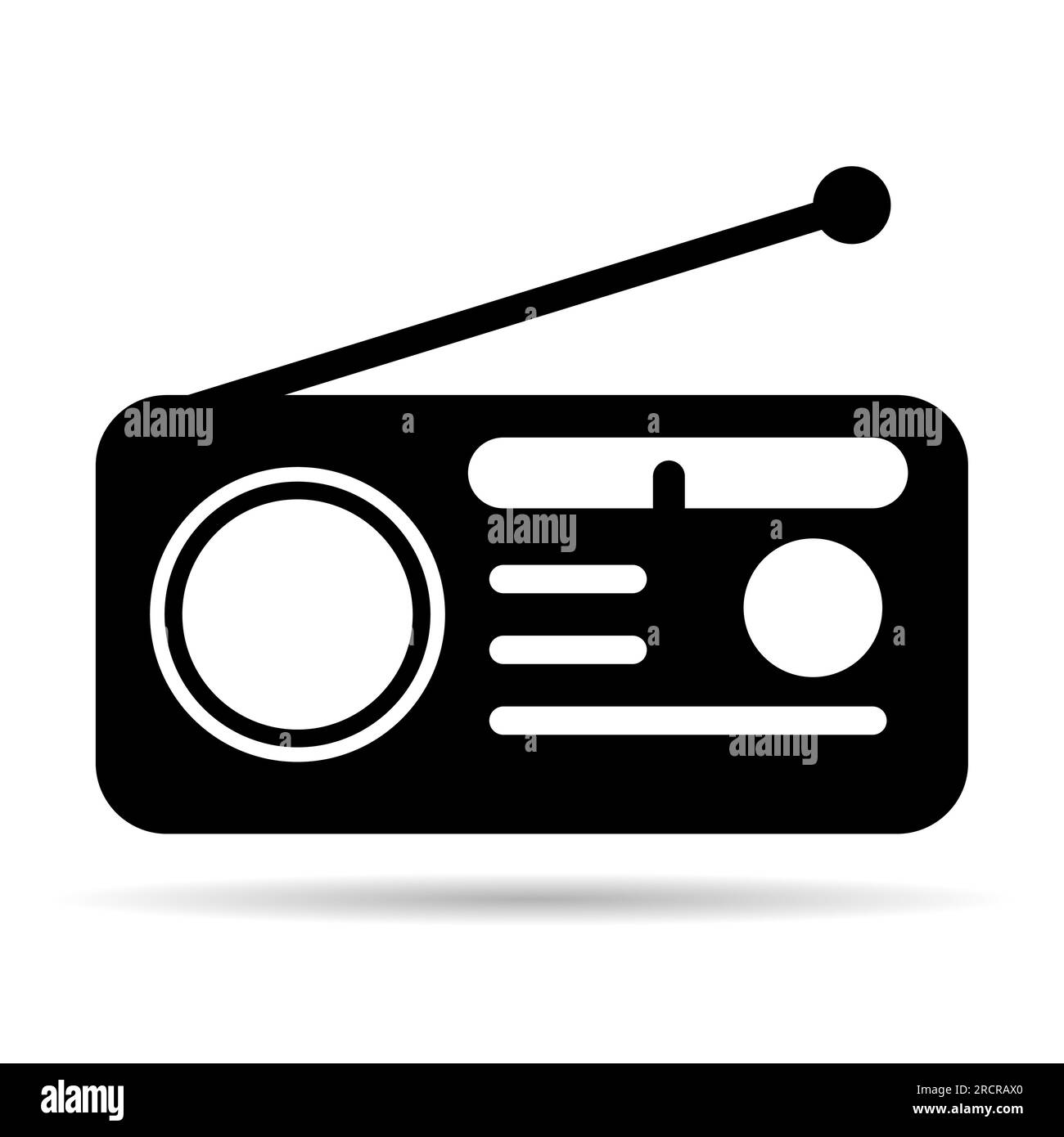 Retro radio station icon shadow, flat isolated music sound media button ...