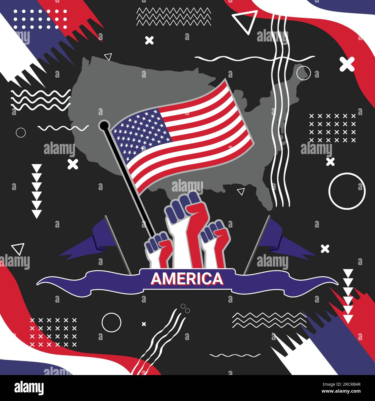 USA National day banner for Independence day in abstract modern design ...