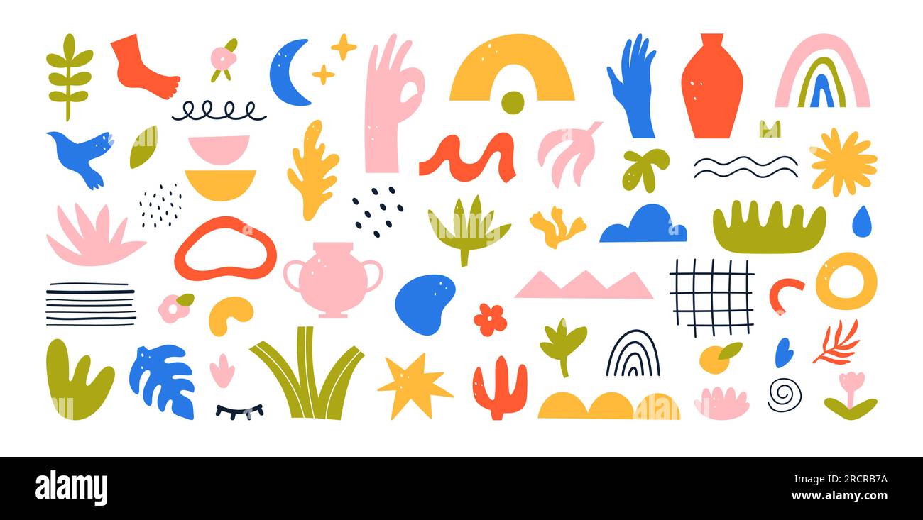 Abstract doodle objects set vector illustration. Cartoon isolated ...