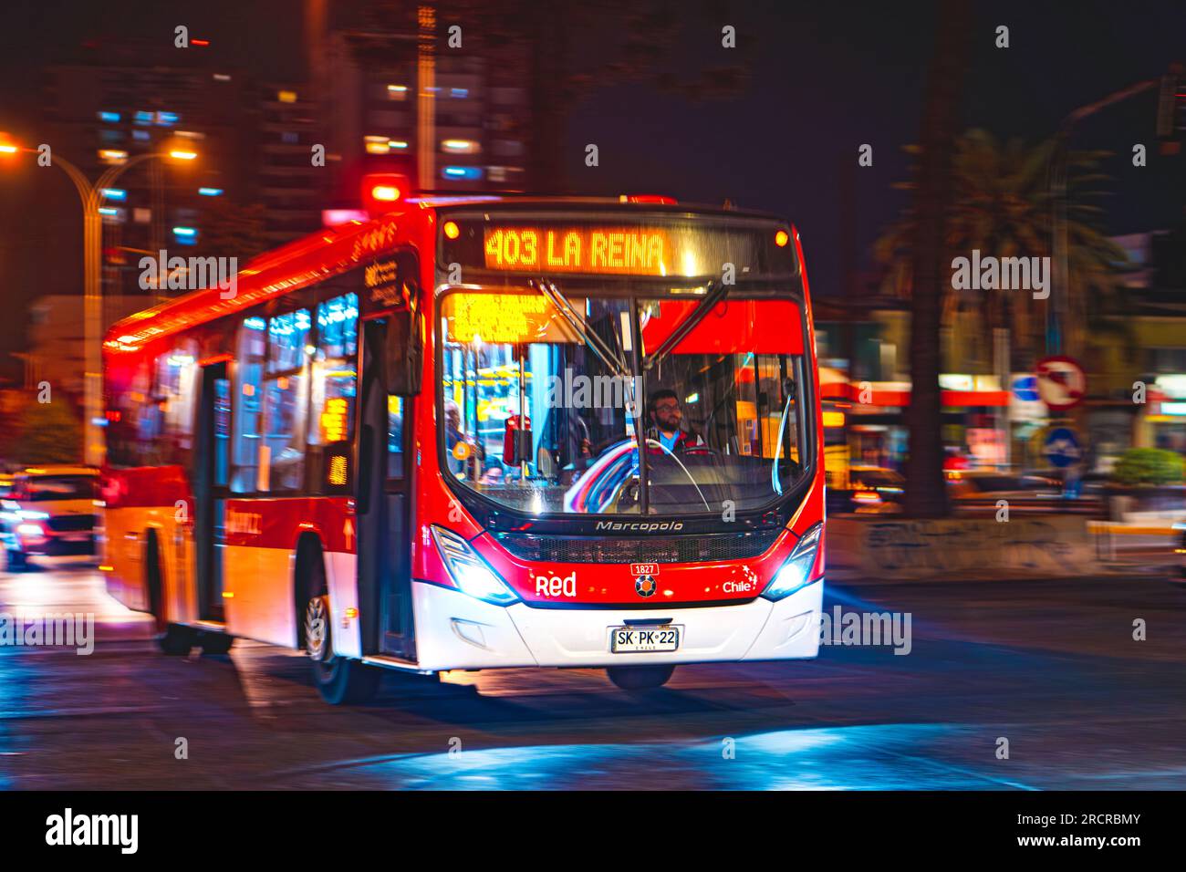 Santiago, Chile - May 08 2023: A public transport Transantiago, or Red ...