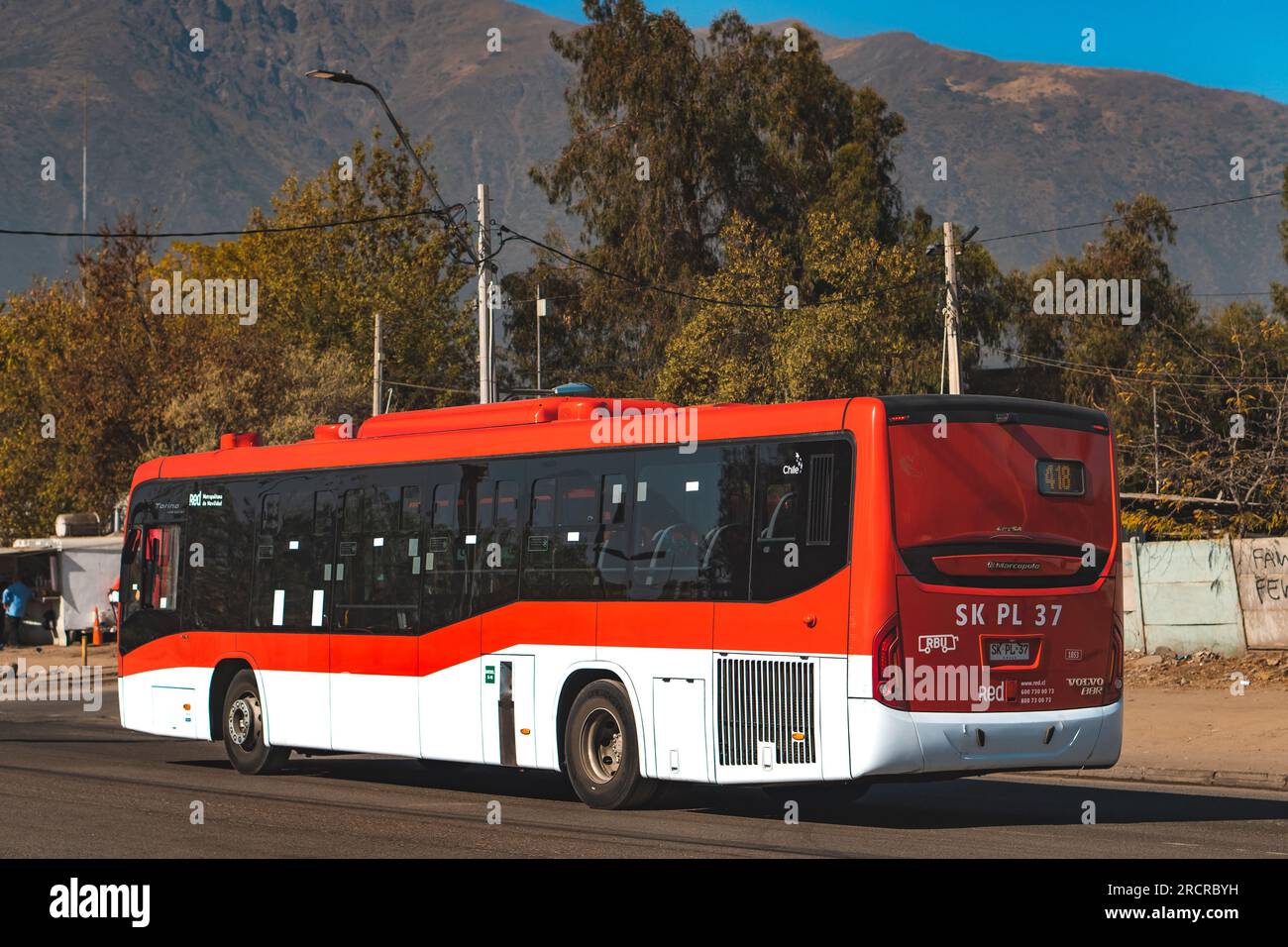 Santiago, Chile - May 08 2023: A public transport Transantiago, or Red ...